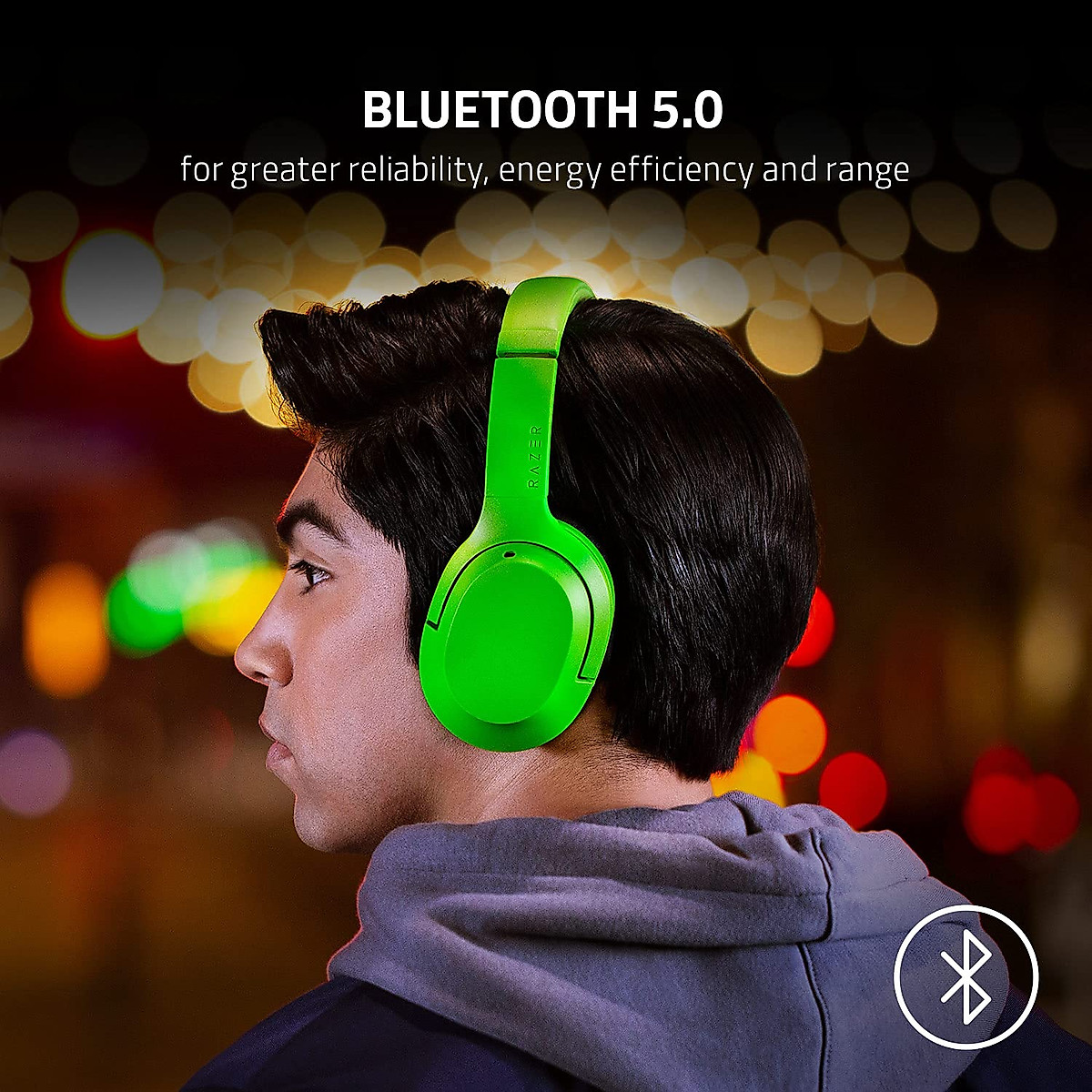 Razer Opus X Wireless Low Latency Headset: Active Noise Cancellation (ANC) - Bluetooth 5.0-60ms Low Latency - Customed-Tuned 40mm Drivers - Built-in Microphones - Mercury (Renewed)