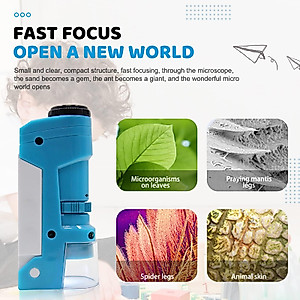 Pocket Microscope for Kids,Portable Handheld Science Educational Toys for Age 4+ Year Old Boys and Girls,50x Zoom,Interactive Learning,Nature Exploration Gift to Students Mini Stemscope with Light