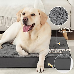 MIHIKK Large Dog Bed with Removable Washable Cover, Orthopedic Dog Crate Bed Large Breed, Waterproof Pet Bed, Big Flat Dog Beds Large Sized Dog Mattress, Dark Gray,36 inch