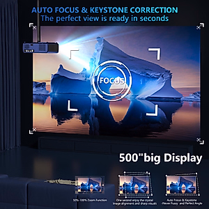 HD 1080P Projector 4k with WiFi and Bluetooth,XNoogo 1000 ANSI Outdoor Projector, 450" Display 4k Movie Projector Support 50%Zoom,Keystone,Bluetooth Projectors Compatible w/TV Stick/Phone/PC/Laptop