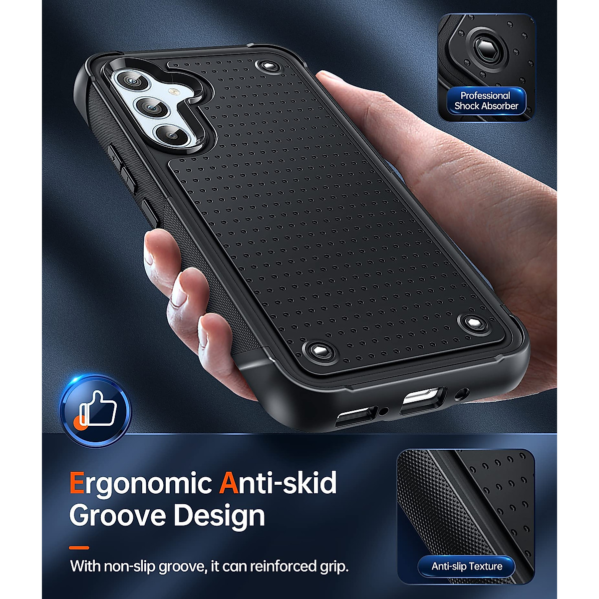 LeYi for Samsung Galaxy A54 5G Case, Samsung A54 5G Case with [2 Pack] Screen Protectors, Shockproof Heavy Duty Dual Layer Protective Hard PC Textured Back & Soft Bumper Case for Galaxy A 54 5G, Black