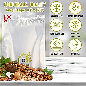 Stamora 1 Gallon Mylar Bags - 25 Pack Resealable Mylar Bags for Food Storage 1 Gallon with Stand Up Design | Extra 5 Mil Thick Mylar Bags with with Transparent Front Side | 10" X 14"