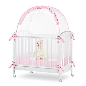 YAVIL Baby Crib Tent Net to Keep Baby from Climbing Out, Baby Safety Tent Toddler Canopy Netting Falls and Mosquito Bites with Breathable Mesh & Pack N Play Tent (Pink,Twin Size)