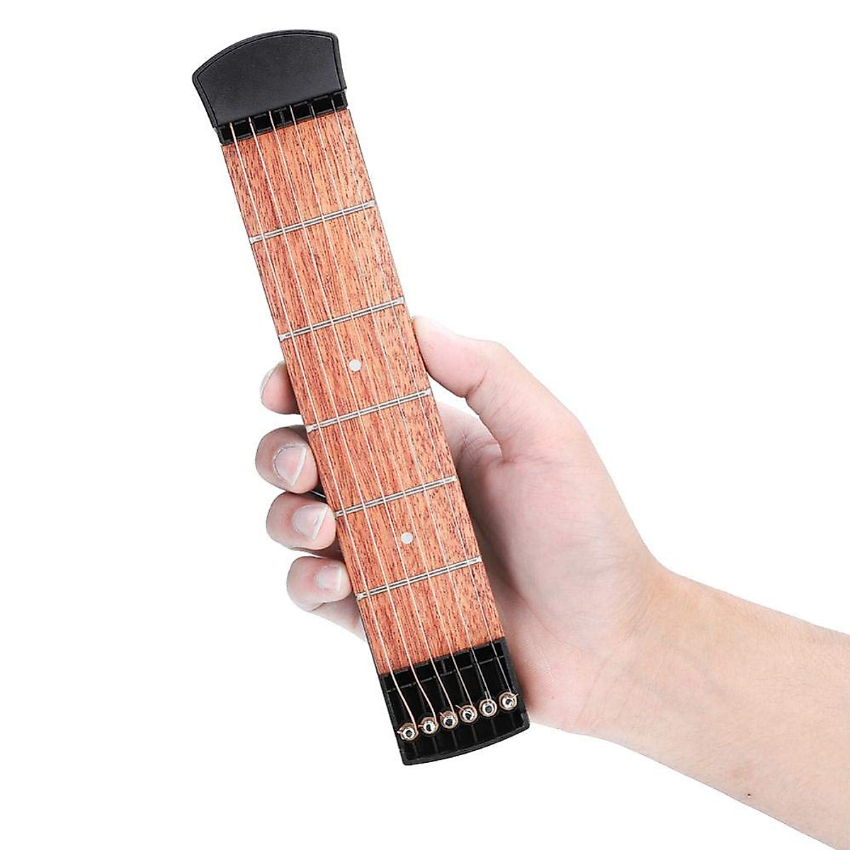 Pocket Guitar Mahogany Wood Practice Neck Left Hand Portable Guitar Chord Practice Tool for Beginner and Music Creators