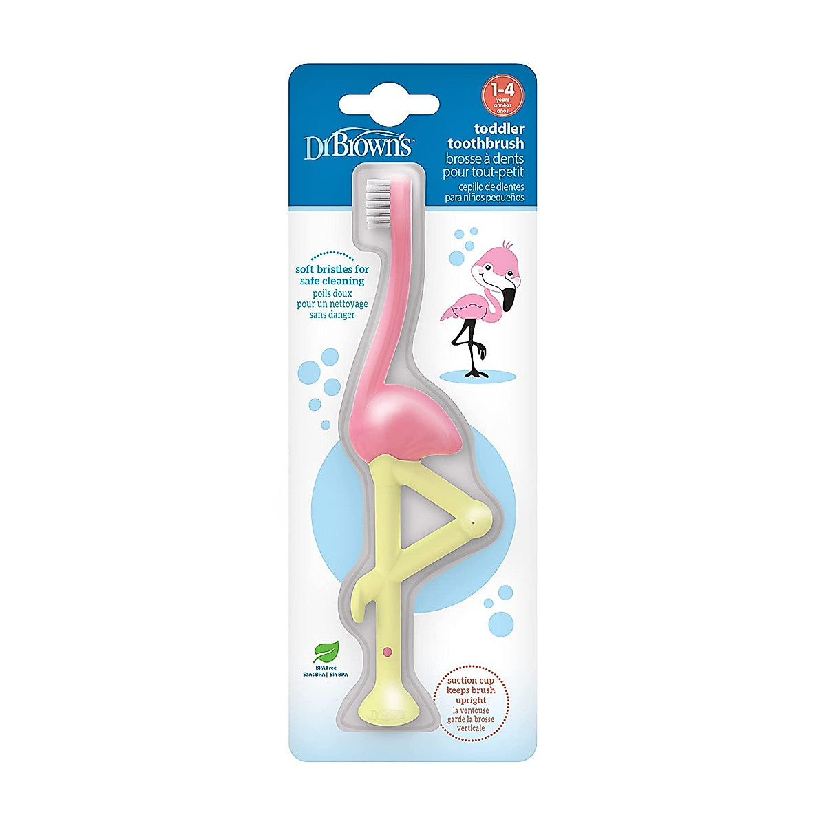 Dr. Brown's ToothScrubber Toddler Toothbrush, Monster and Flamingo, 2-Pack