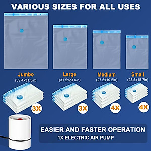 MAXSEEM Vacuum Storage Bags with Electric Pump, 14Pack Vacuum Seal Bags for Clothing, 3J/3L/4M/4S Compression Storage Bags, Space Saver Bags for Comforters, Duvet, Blankets, Coverlet, Quilt, Mattress