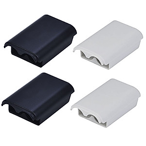 4 Pack Battery Pack Cover Shell Case for Xbox 360 Wireless Controller (2*Black, 2*White)