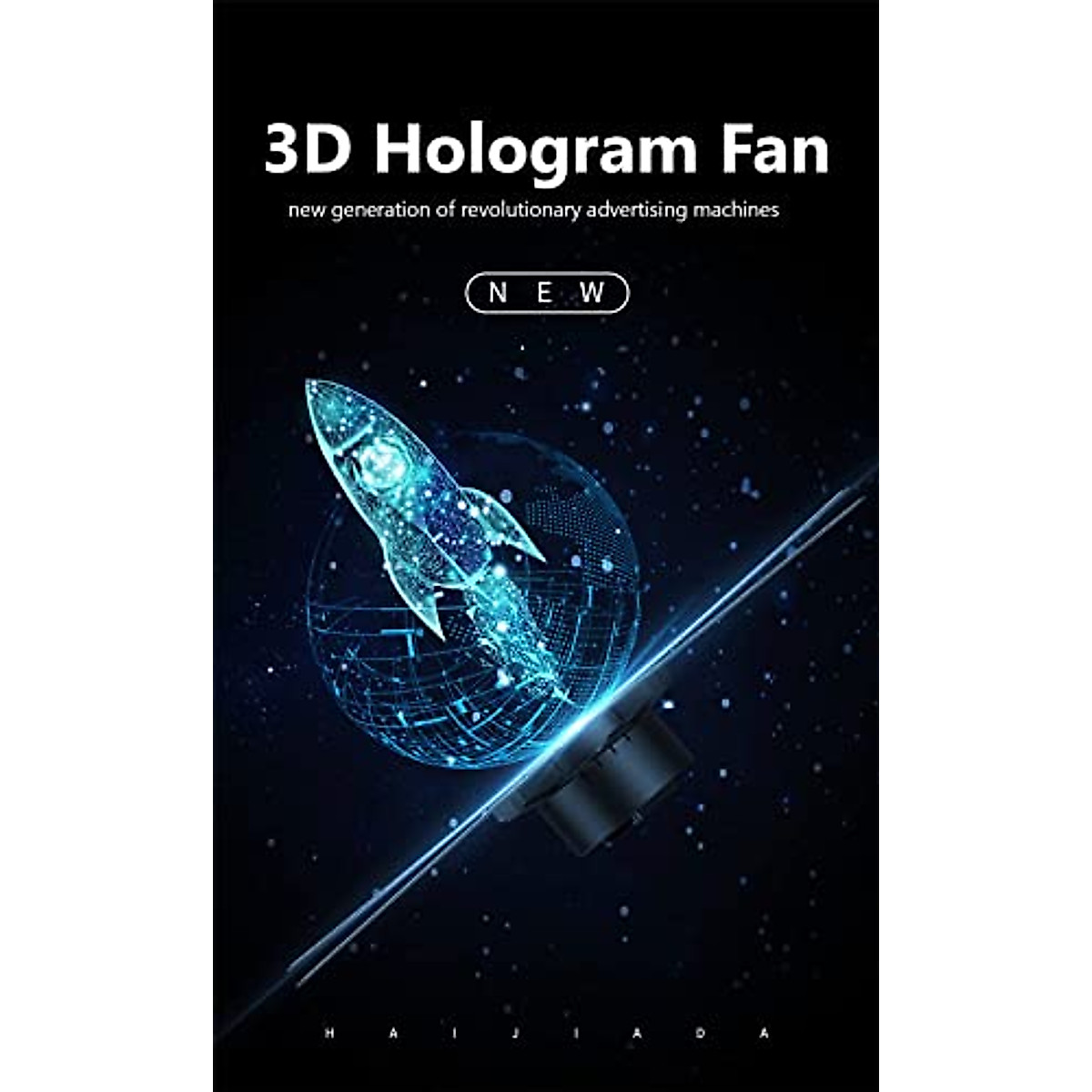 DIGISYNTHETIC 3D Holographic Fan, 224LED 16.5inch Diameter Animated projectionfan, Dispiy Air Fan Video Projector is Best for Business Store Shop Holiday Events Display, black