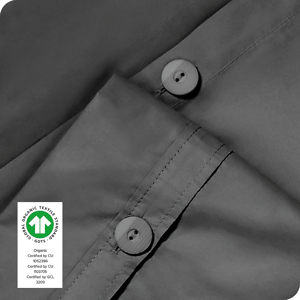 Bare Home 100% Organic Cotton Full/Queen Duvet Cover Set - Crisp Percale Weave - 300 Thread Count - Lightweight & Breathable - Cooling Duvet Cover Set (Full/Queen, Grey)