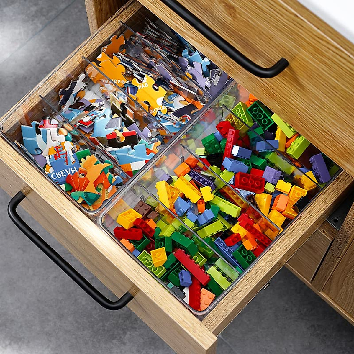 12 Piece Pantry Organization and Storage Bins - Seitop 2 Large Food Storage Organizer & 10 Pcs Clear Drawer Organizers, Removable Dividers Plastic Snack Organizer for Fridge Kitchen Cabinet