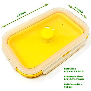 Set of 4 Collapsible Silicone Food Storage Container, Leftover Meal box For Kitchen, Bento Lunch Boxes, BPA Free, Microwave, Dishwasher and Freezer Safe. Foldable Design Saves Your Space.