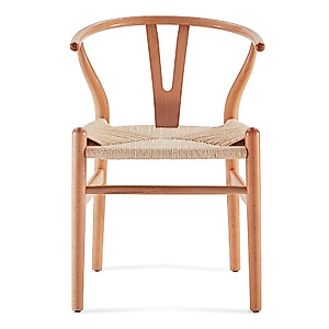 STARY Wood Wishbone Dining Room Chairs Mid Century Modern Wooden for Your Beach House, Fully Assembled, Nature - Set of 2