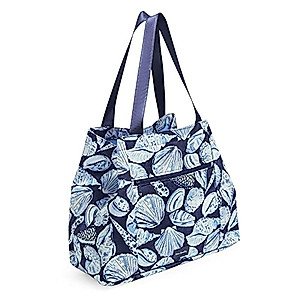 Vera Bradley Women's Recycled Lighten Up Reactive Large Family Tote Bag, Morning Shells Blue, One Size