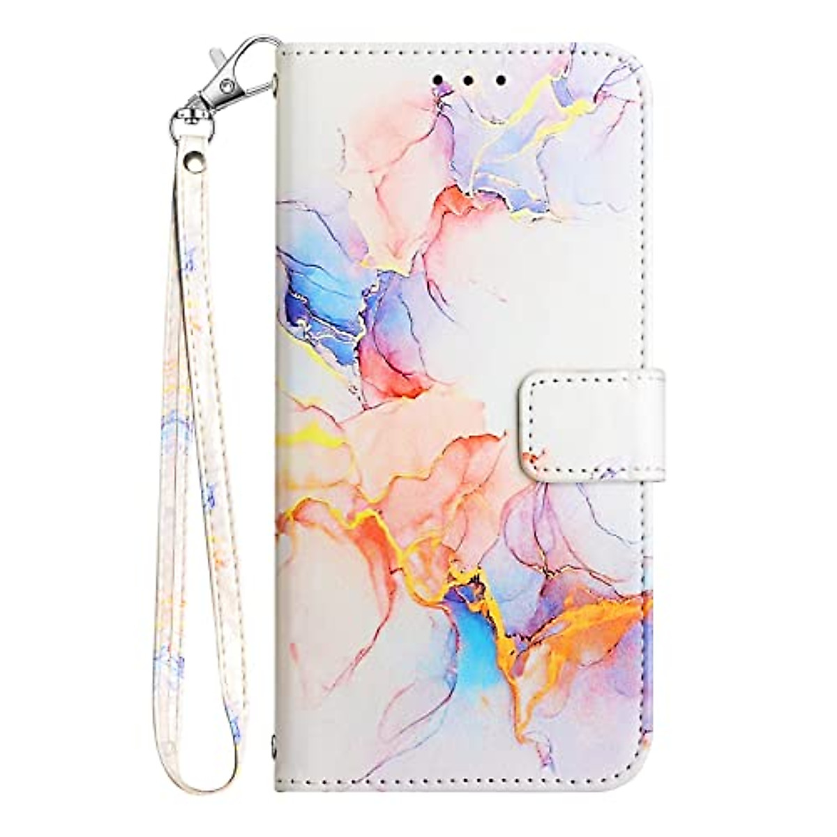 ONV Wallet Case for Samsung Galaxy Z Fold 3 5G- Premium Marble Painted Leather Flip Case Stand Card Slot Magnet with Silicone Shell Flip Cover for Samsung Galaxy Z Fold 3 5G[Marble] -White