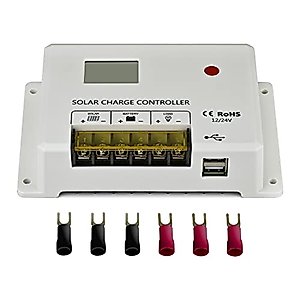 ExpertPower 30A 12/24V Intelligent PWM Solar Charge Controller with Adjustable Parameter LCD Display, Dual USB Ports, for AGM, Gel, LiFePO4