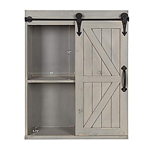 Kate and Laurel Cates Decorative Wood Wall Storage Cabinet with Sliding Barn Door, Rustic Gray
