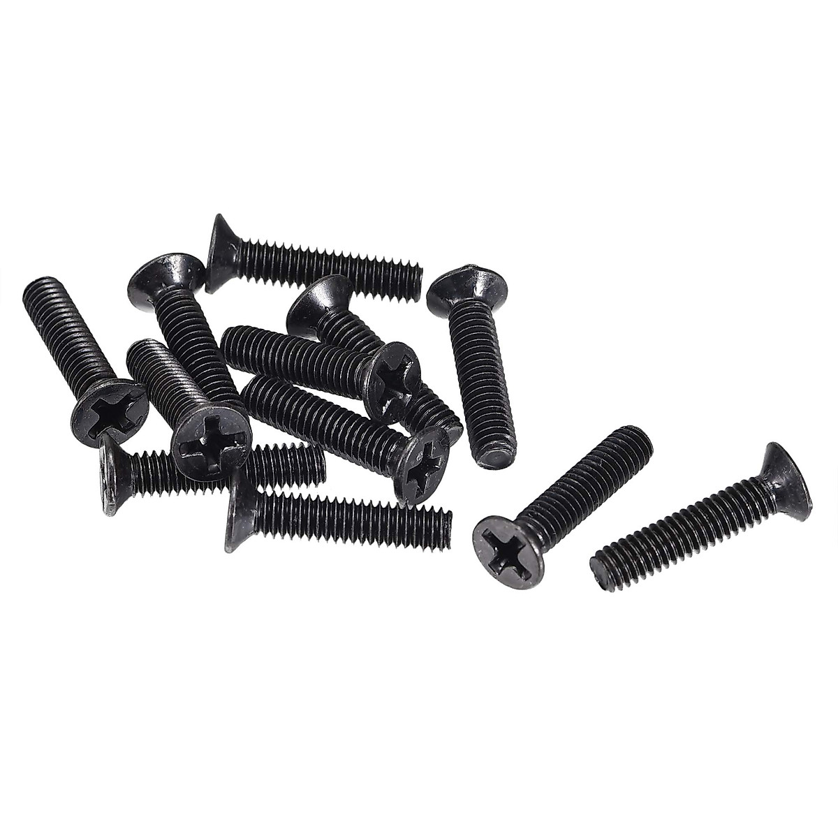 uxcell M4 x 18mm Phillips Screw Fastener Black for Laptop PC TV Fan Switch 200pcs