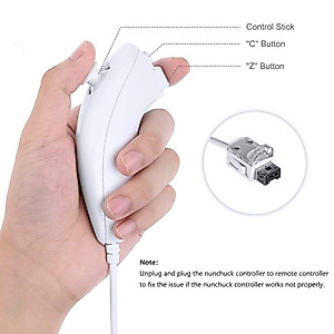 Wii Remote Controller, CooleedTEK Remote Plus Controller and Nunchuk Controller for Wii and Wii U, with Silicon Case