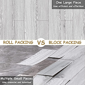 Freshtour Vinyl Flooring Roll, Wood Grain Peel and Stick Floor Tiles 23.6"x 196"/32 Sq.Ft, Wear-Resistant and Waterproof Vinyl Plank Flooring for Bedroom Living Room Kitchen RV Office, Light Gray
