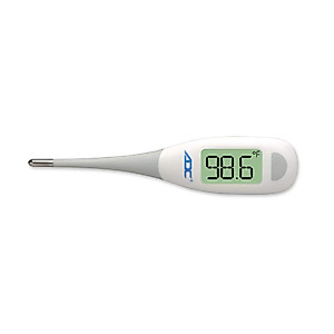 ADC Fast Read Digital Thermometer, Flexible Tip and Large Quick Read LCD Display with Color-coded Backlighting , White - 418N