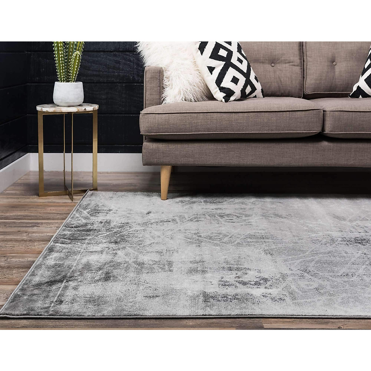 Unique Loom Sofia Collection Area Rug - Rainier (8' x 10' Rectangle, Dark Gray/ Gray)