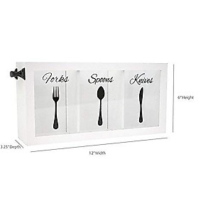 BLU MONACO White Wooden Flatware, Cutlery, Kitchen Utensil & Silverware Caddy Organizer Bin Holder for Forks, Spoons, Knives - Perfect for Kitchen Countertop