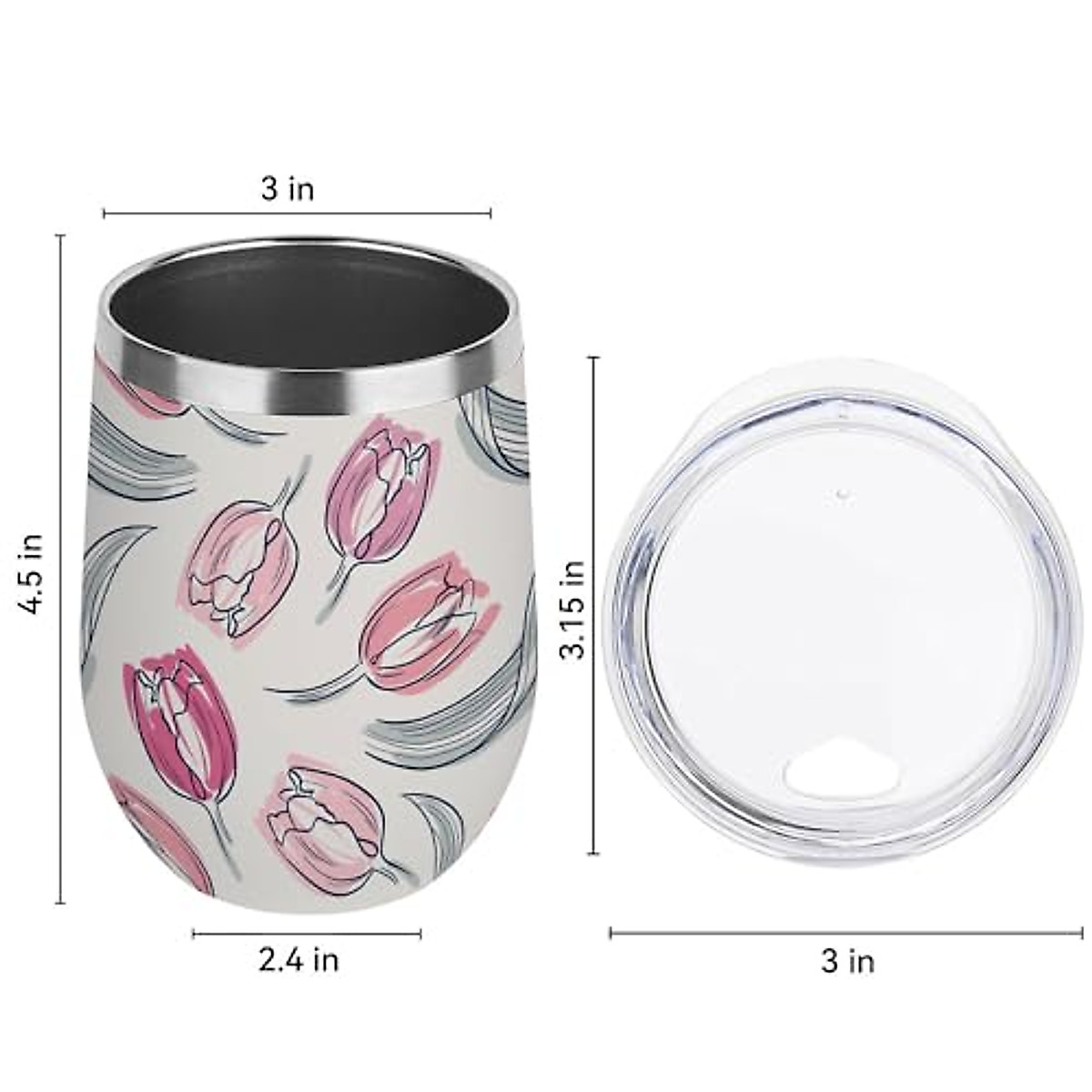 silichee 12 Oz Stainless Steel Stanley Cup with Lid Background Tulips Insulated Tumblers Vacuum Coffee Mugs for Hot and Cold Drinks,Coffee,Wine