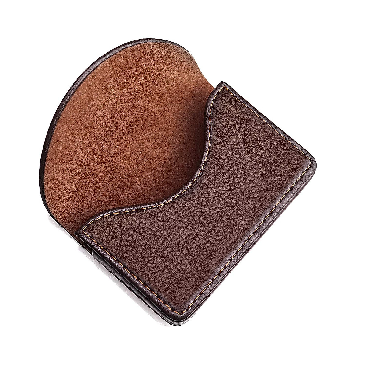 Ocadux Leather Business Card Holder Case for Men or Women Pocket Business Card Wallet Name Card Case Holder with Magnetic Shut, Holds 25 Business Cards, Coffee