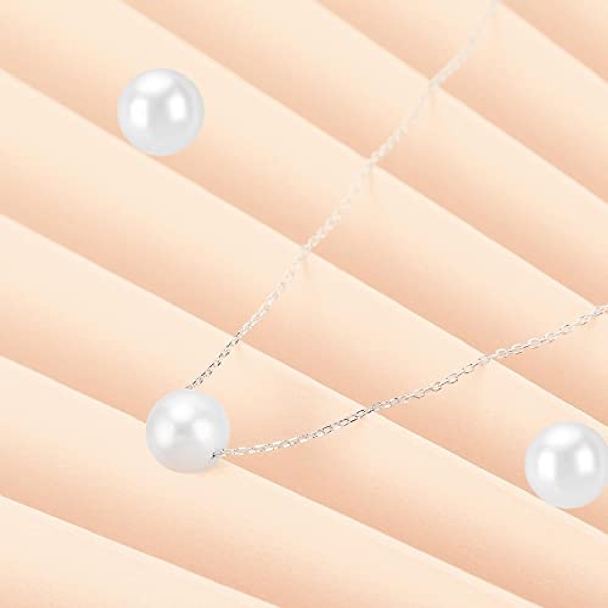 Pearl Pendant Necklace, Single pearl necklace for women adjustable length S925 sterling silver simple Handmade pearl Chain necklace as everyday jewlery Birthday Gift for women girls friends Mom