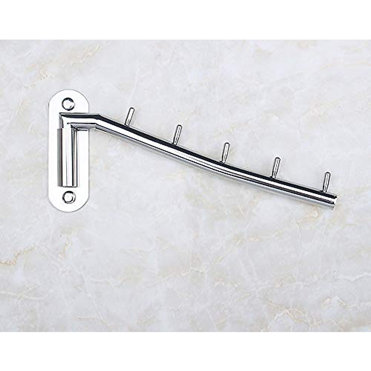 2 Set of NUZAMAS Wall Mounted 304 Stainless Steel Swing Arm Holders, Clothes Coat Hanger, 5 Hooks Coat Rack Closet, Storage Organizer Mirror Finished with Installation Kits