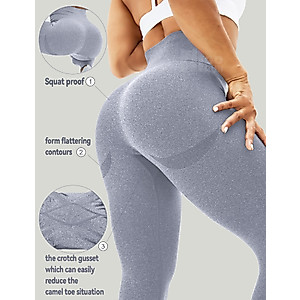 HIGORUN Women Seamless Leggings Smile Contour High Waist Workout Gym Yoga Pants Light Grey XS