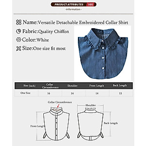 GUZOSJO Denim Detachable Collar Shirt,Dickey Half Blouse False Collar for Lady Girls