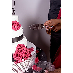 Gifts Infinity® Personalized Wedding Interlock Silver Cake Knife and Server Set Free Engraving (2541) - Valentine's Day Gift