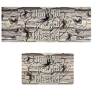 Anti Fatigue Kitchen Mat Set of 2, Cushioned Anti Fatigue Mat Kitchen, Thick PVC Ergonomic Rug, Long Sink Mat Foam Rugs, Waterproof, NonSlip Kitchen Mats & Runner Farmhouse Rugs for Sink and Office