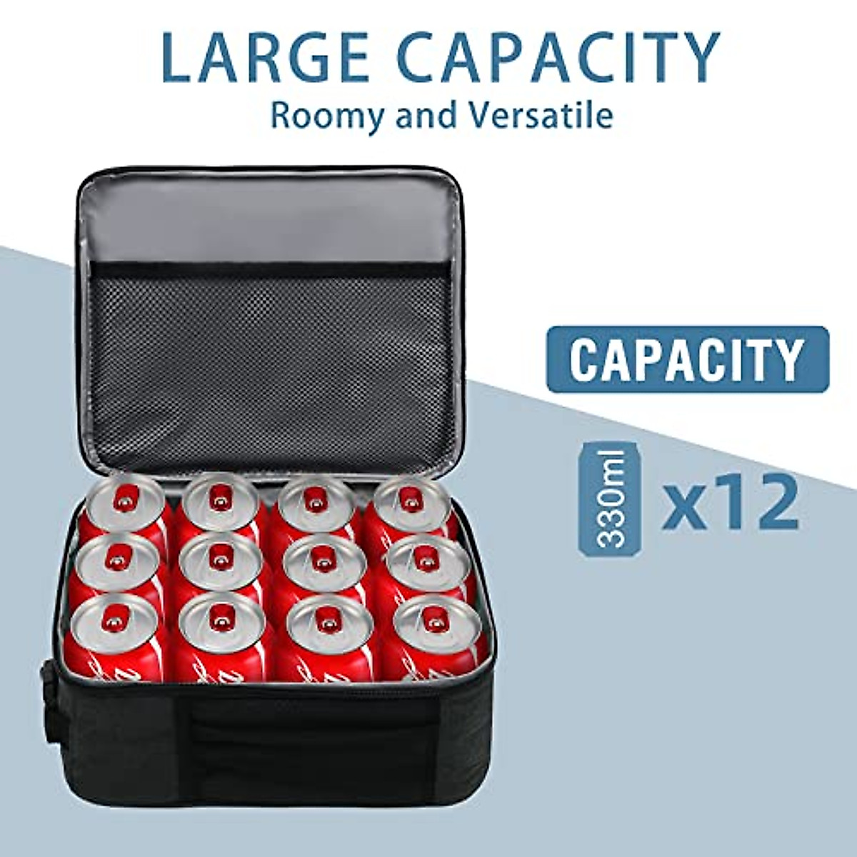 Insulated Lunch Box for Men Adults Portable Lunch Bag Women with Water Bottle Holder Reusable Lunch Tote Bag Soft Lunch Container Leak-proof Cooler Bag for Work Office Picnic, Black and White