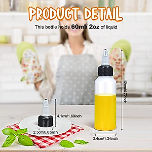 50 Pack 2 oz Boston Dispensing Bottles Plastic Squeeze Bottles with Twist Top Cap Small Squeeze Bottles Clear Squeeze Bottle Small Round Bottles with 2 Funnels for Kitchen Household Home