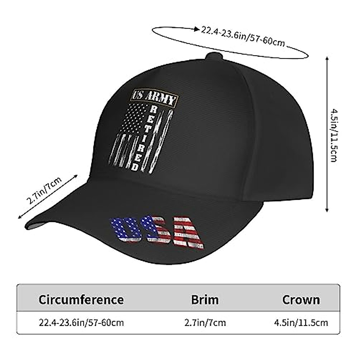 Tavos Army Retired American Flag Trucker Hat for Men - Baseball Snapback Cap Outdoors American Flag