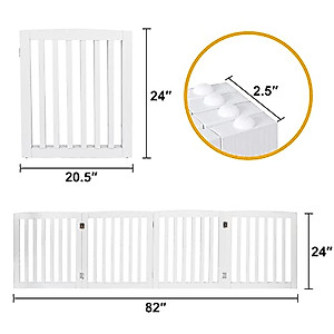 Epetlover Extra Wide Dog Gate 24 Inch High Freestanding Indoor Pet Door for House Doorways Stairs Halls, Foldable Wood Outdoor Safety Fence 4 Panels, White