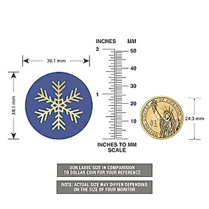 Easykart 500 Winter Snowflake Stickers in Roll, Blue with Gold foil Design Best for Christmas Party Supplies, Envelope Seals, Winter Decoration, Kids Activities, Kids Classroom Parties (1PACK)