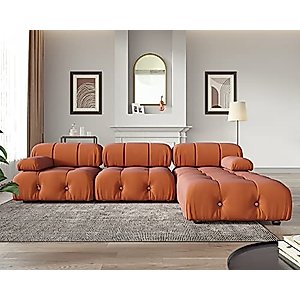Sdorens Modern Velvet Sectional Sofa, L Shape Minimalist Modular Sofa Couch, Convertible Sofa Couch for Living Room, Apartment