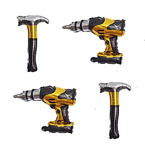 8PCS Hammer Foil Balloons Drill Mylar Balloons Inflatable Toys for Boys Kids Birthday Themed Party Decoration Father's Day Party for Dad, Husband and boy friend Birthday Party