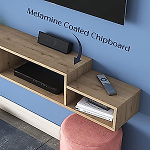 LAWA FURNITURE Modern Floating TV Stand, Shelf for Under Wall Mounted TV with Storage, 51.1 in Width