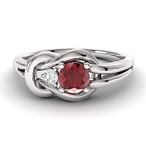 Diamondere Natural and Certified Ruby and Diamond Engagement Ring in 14K White Gold | 0.34 Carat Infinity Knot Ring Size 7