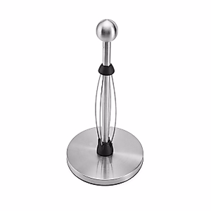 Kamenstein Perfect Tear Low Profile Stainless Steel Countertop Paper Towel Holder, Ball Finial, One Handed Pull, No Unraveling, Weighted Base Prevents Tipping, 13 Inch