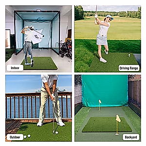 ToVii Golf Hitting Mat, 5x4ft Golf Mat, Golf Turf Practice Mat for Indoor & Outdoor, Golf Matt with 9 Golf Tees 6 Golf Balls 20 Golf Impact Tapes (5'X4' Thickened-24mm Style Includes Golf Ball Tray)