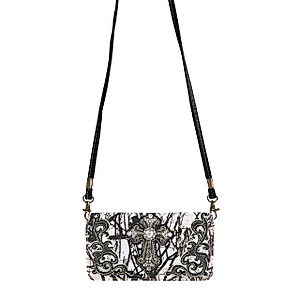 Zelris Camouflage Shine Glow Cross Women Conceal Carry Handbag with Wallet Set (Black)