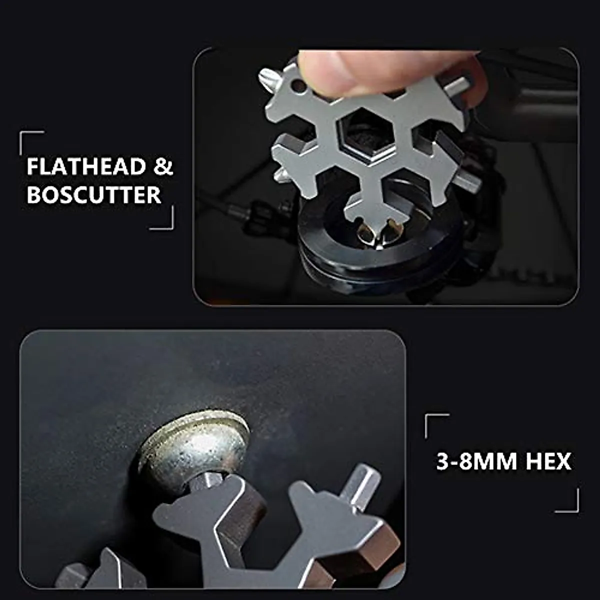 18 in 1 snowflake gadgets multitool,Portable Keychain screwdriver -Bottle Opener,useful gifts for men,2 Pack (Gold+Color)