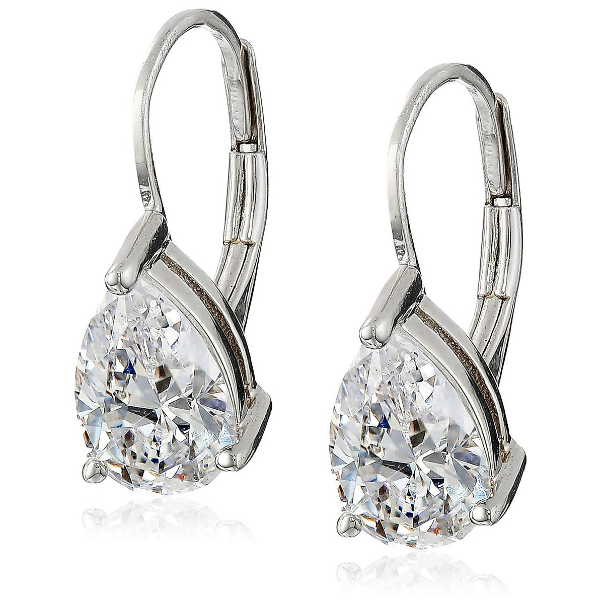 Amazon Essentials Platinum Plated Sterling Silver Teardrop Cubic Zirconia Earrings (4 cttw) (previously Amazon Collection)