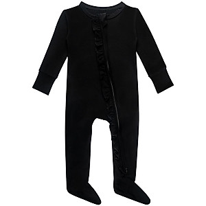 GUISBY Pajamas Baby Girl, One-Piece Long Sleeve with Zipper Sleepers Pjs for Boy Black 0-3 Months
