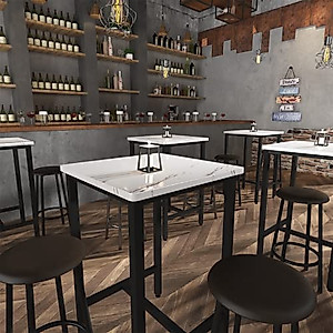 Recaceik 3 Pieces Bar Table Set, Square Pub Table with 2 Bar Stools, Faux Marble Dining Table Set of 2, Kitchen Counter Height Table with 2 Chair, Modern Bar Table Set for Living Room, Restaurant